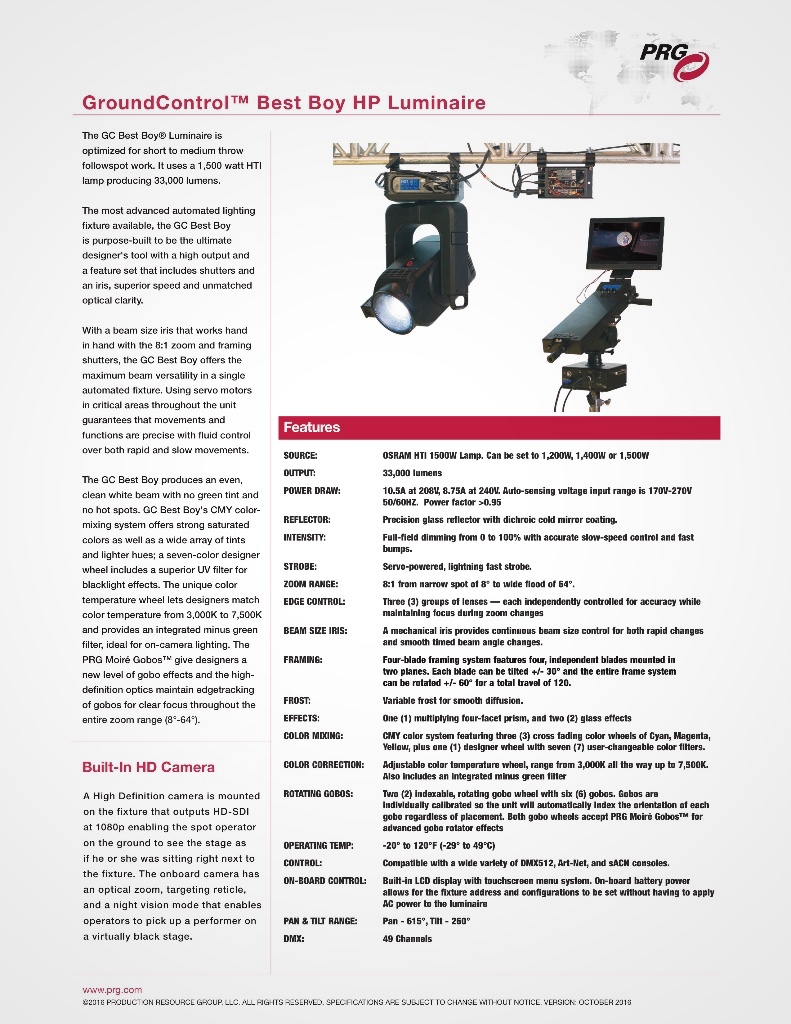 PRG Proprietary: Ground Control™ "Best Boy HP Luminaire" - PRG Gear